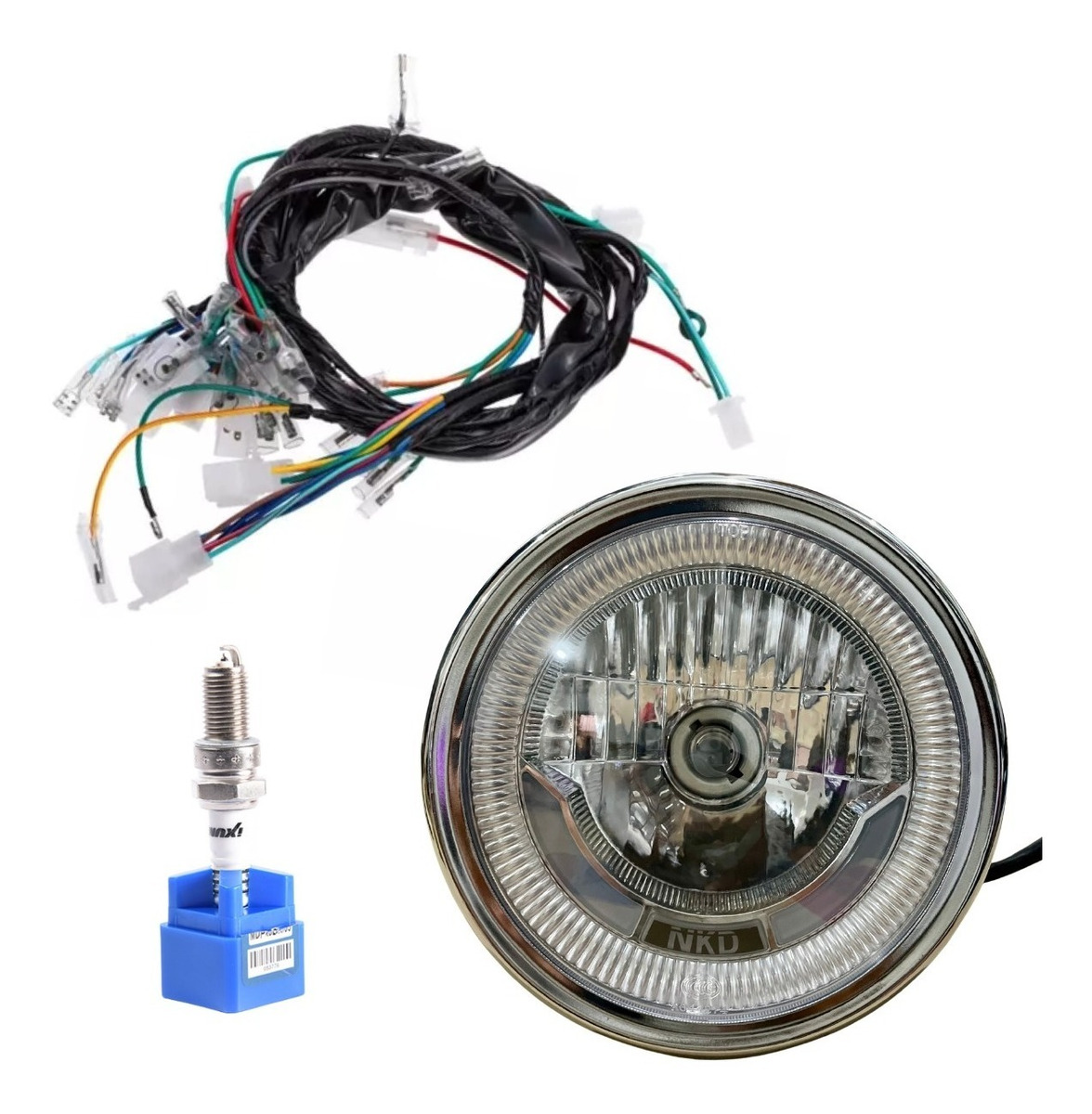 Instalacion Electrica Akt Nkd 125 +farola Led + Bujia Iridio - Mercleta